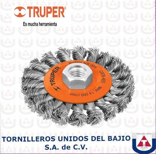 TRUPER – CARDA TRENZADA 4 ENT.5/8 MAQUINA 4 1/2 – TORNILLEROS UNIDOS DEL BAJIO SA DE CV