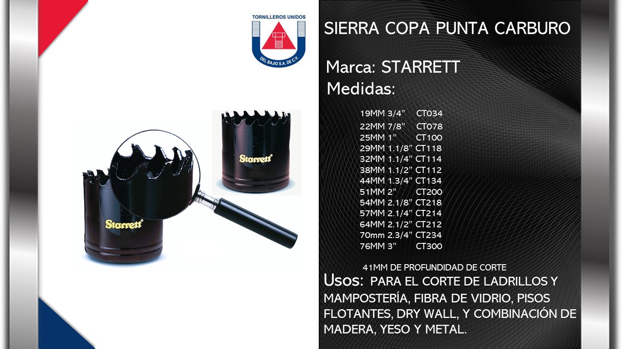 STARRETT – SIERRA COPA CARB. TUNGSTENO 3/4 | TORNILLEROS UNIDOS DEL ...